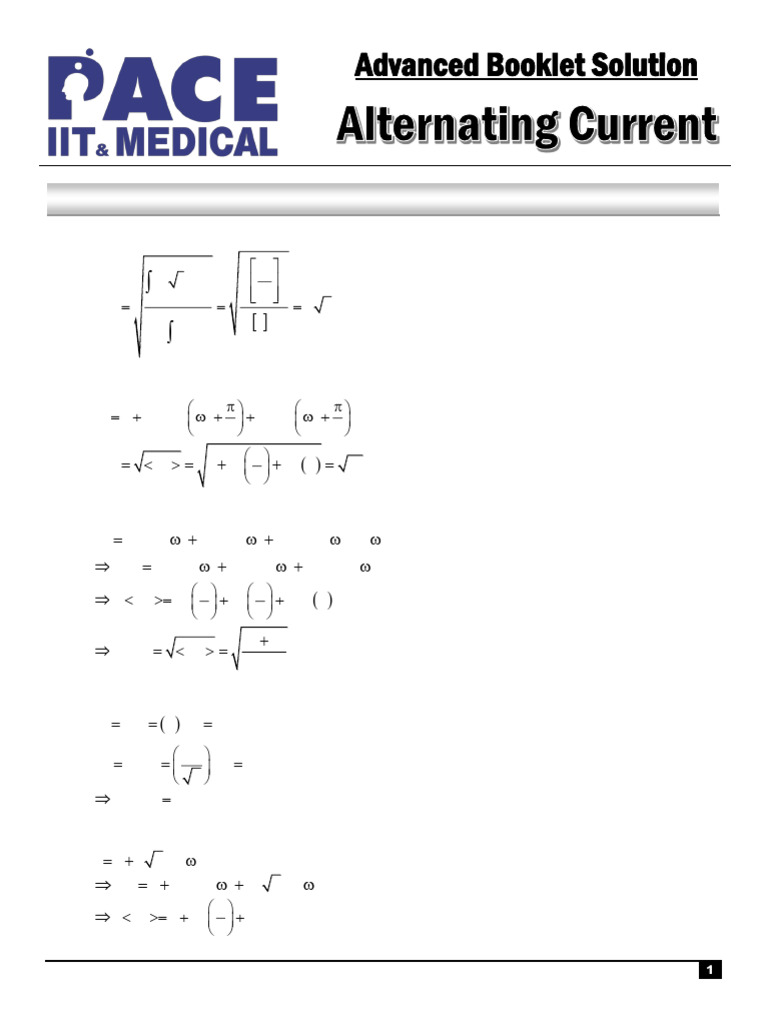 Advanced Booklet Solution: JEE Main Exercise | PDF | Electrical Network ...