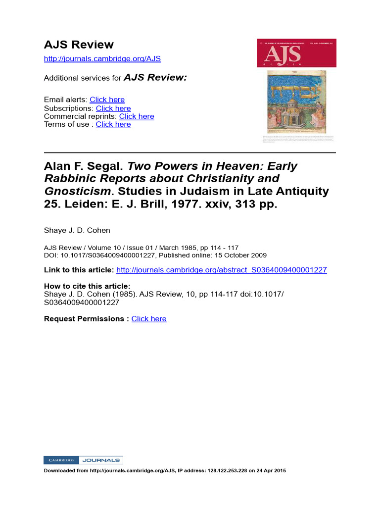 Alan_F_Segal_Two_Powers_in_Heaven_Early | PDF | Gnosticism | God