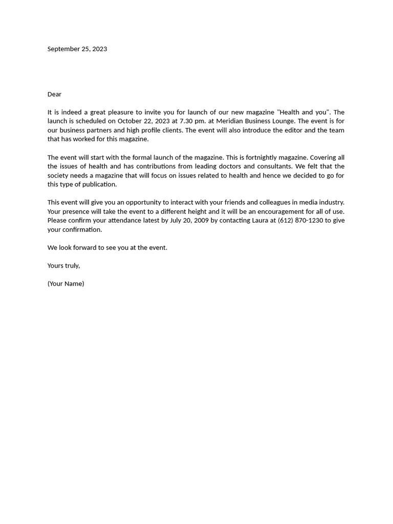 Sample Invitation Letter For Mail Merge | PDF