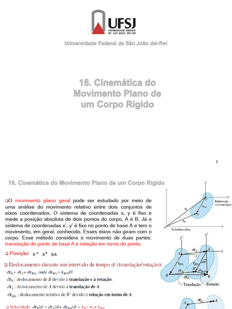 Capitulo 16 - Cinematica Do Movimento Plano de Um Corpo Rigido - Aula 2 ...