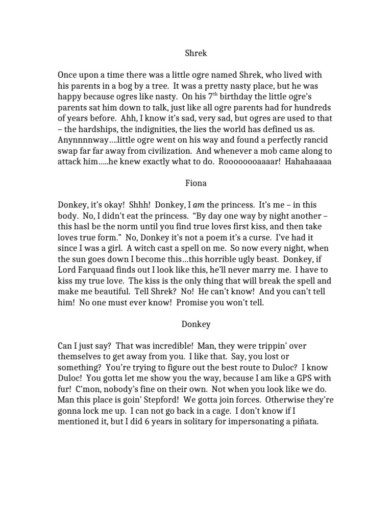 Shrek Audition Monologues | PDF