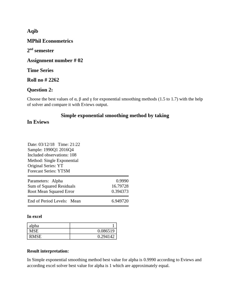 Microeconomics Assignment Pdf Errors And Residuals Linear Regression