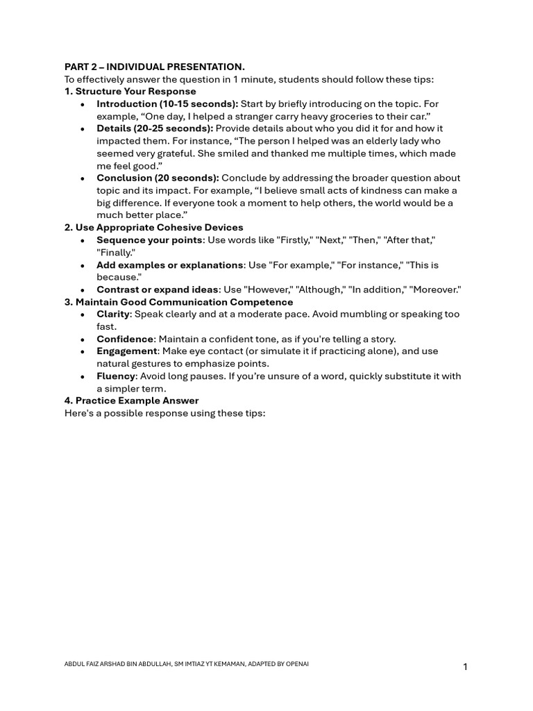 Answer For Speaking PART 2 PART 3 | PDF | Career & Growth