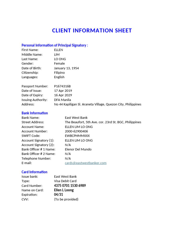Elena CIS (East West Bank) | PDF