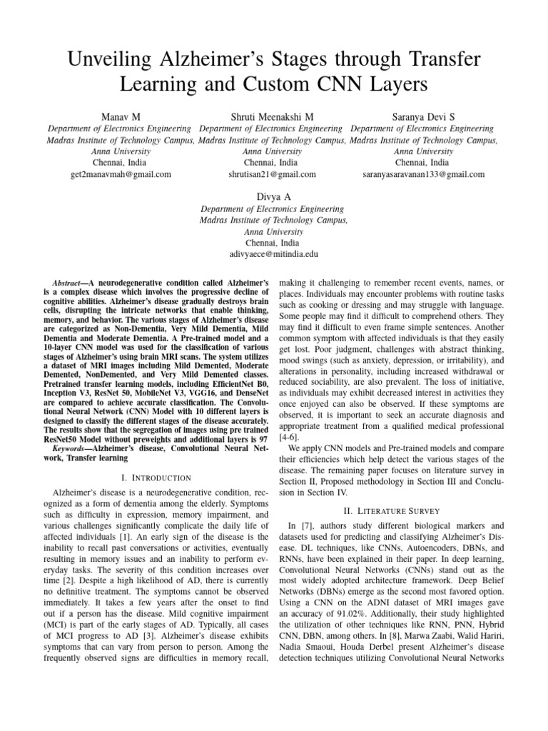 IEEE Conference Template Shruti Meenakshi | PDF | Dementia | Artificial Neural Network