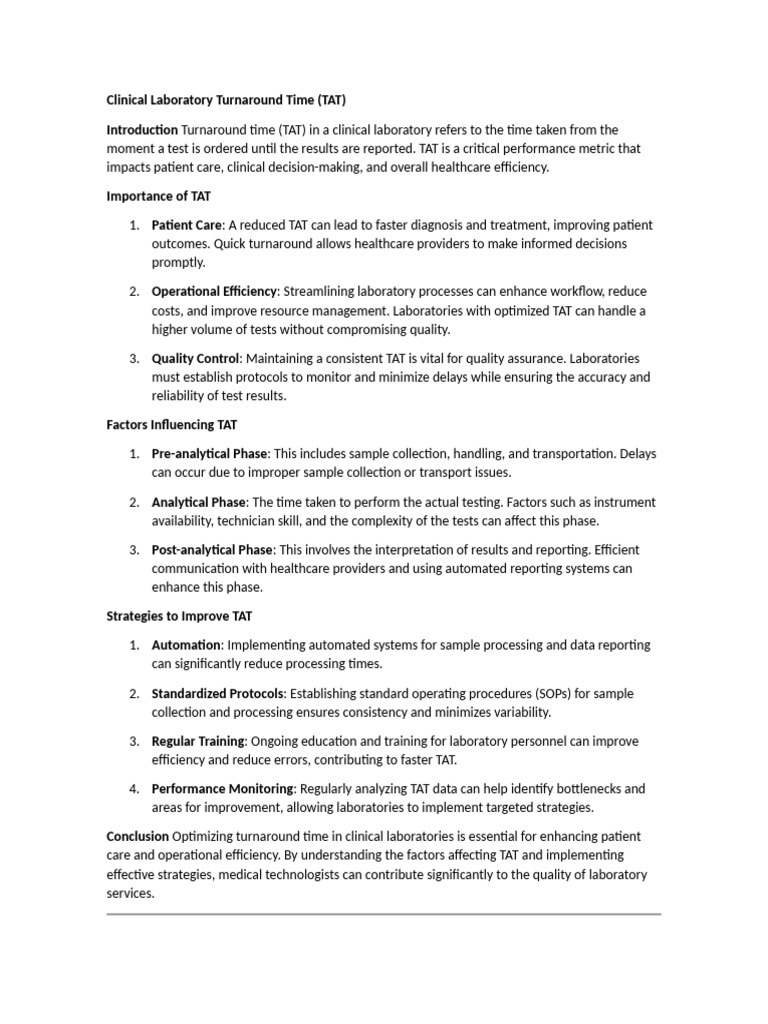 Optimizing Clinical Lab Turnaround Time | PDF | Health Care | Medical Laboratory