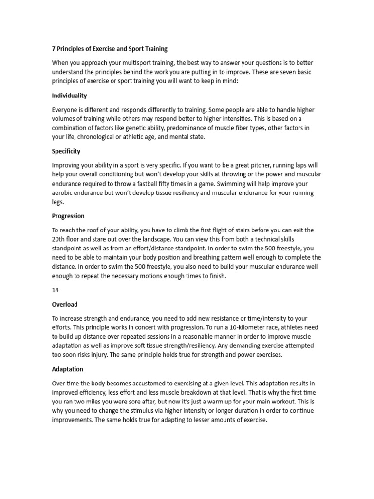 7 Principles of Exercise and Sport Training | PDF | Endurance ...
