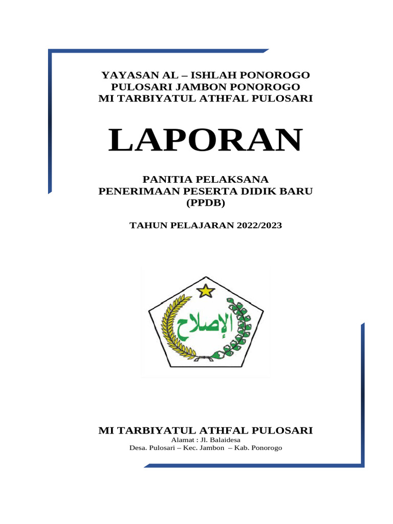 Cover Laporan PPDB MI Pulosari | PDF