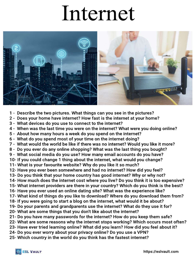 Conversation 25 questions about internet | PDF