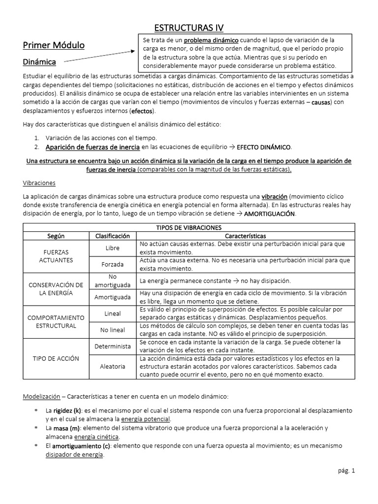 Resumen Estructuras IV | PDF | Oscilación | Mecanica clasica