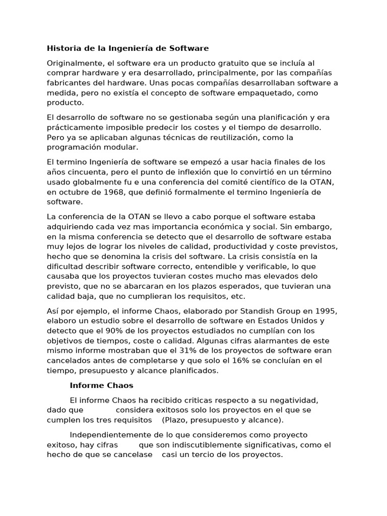 Historia de la Ing. Software | PDF | Software | Ingeniería de software