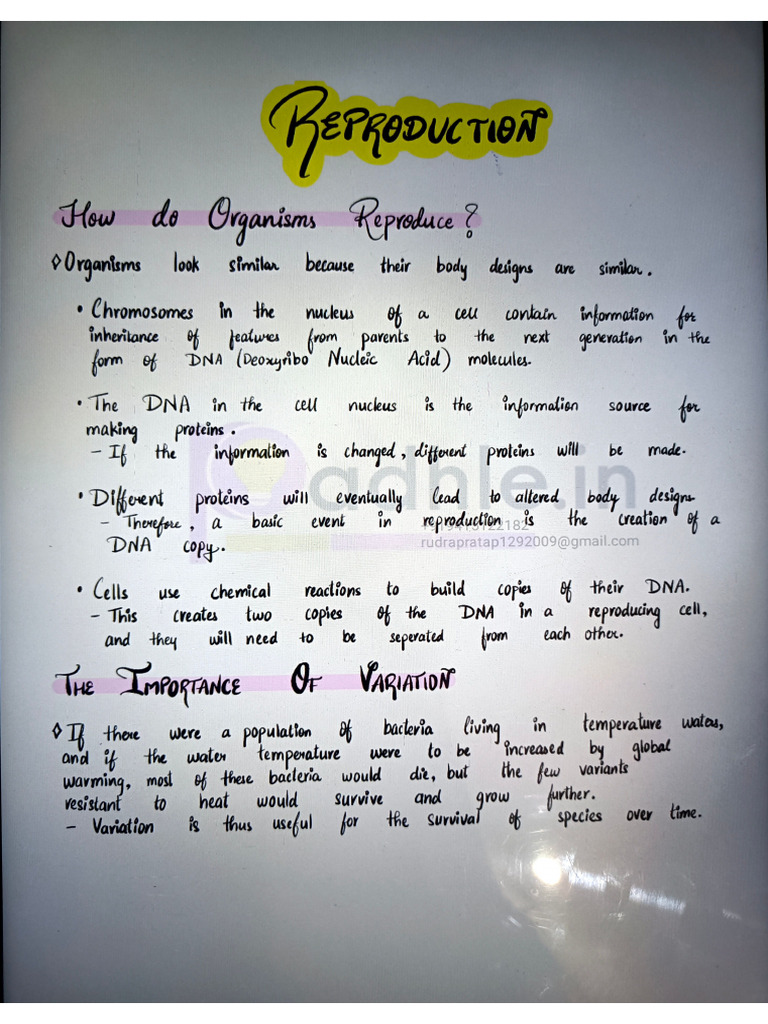 Reproduction Notes | PDF