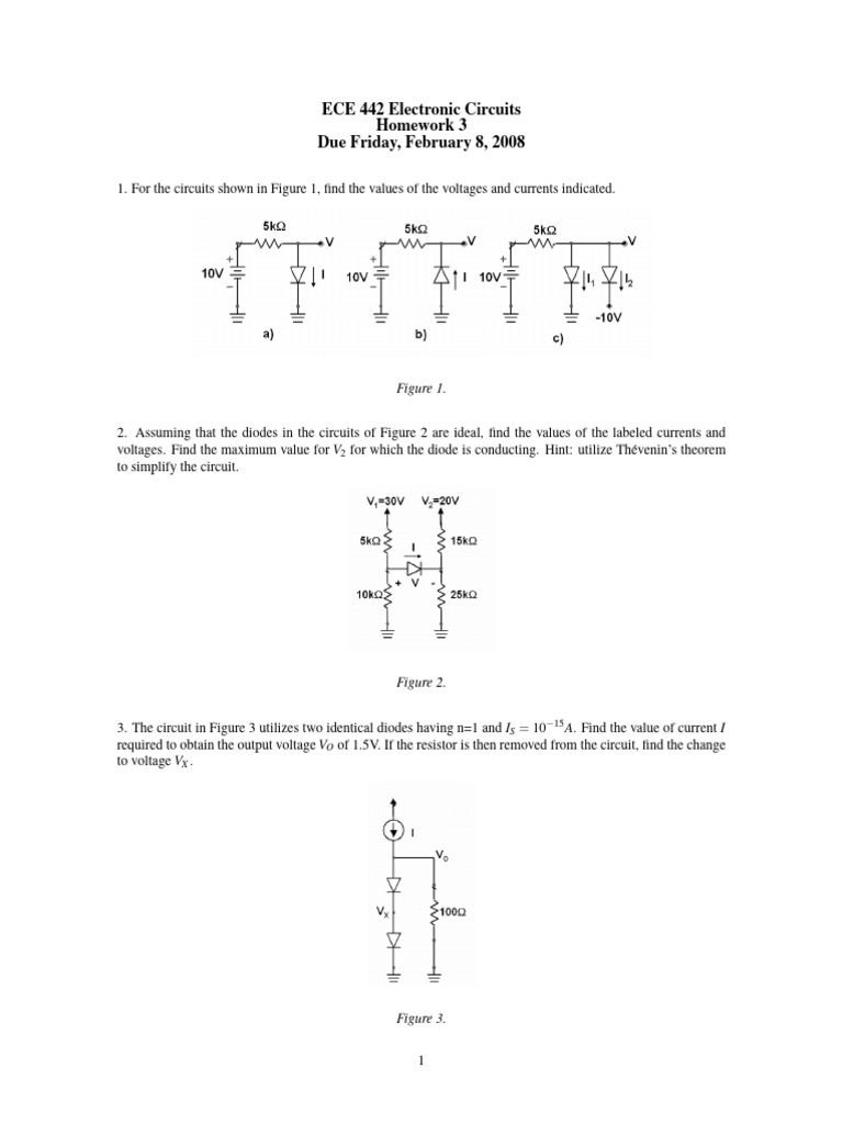 ECE 442 Electronic Circuits Homework 3 Due Friday, February 8, 2008 ...