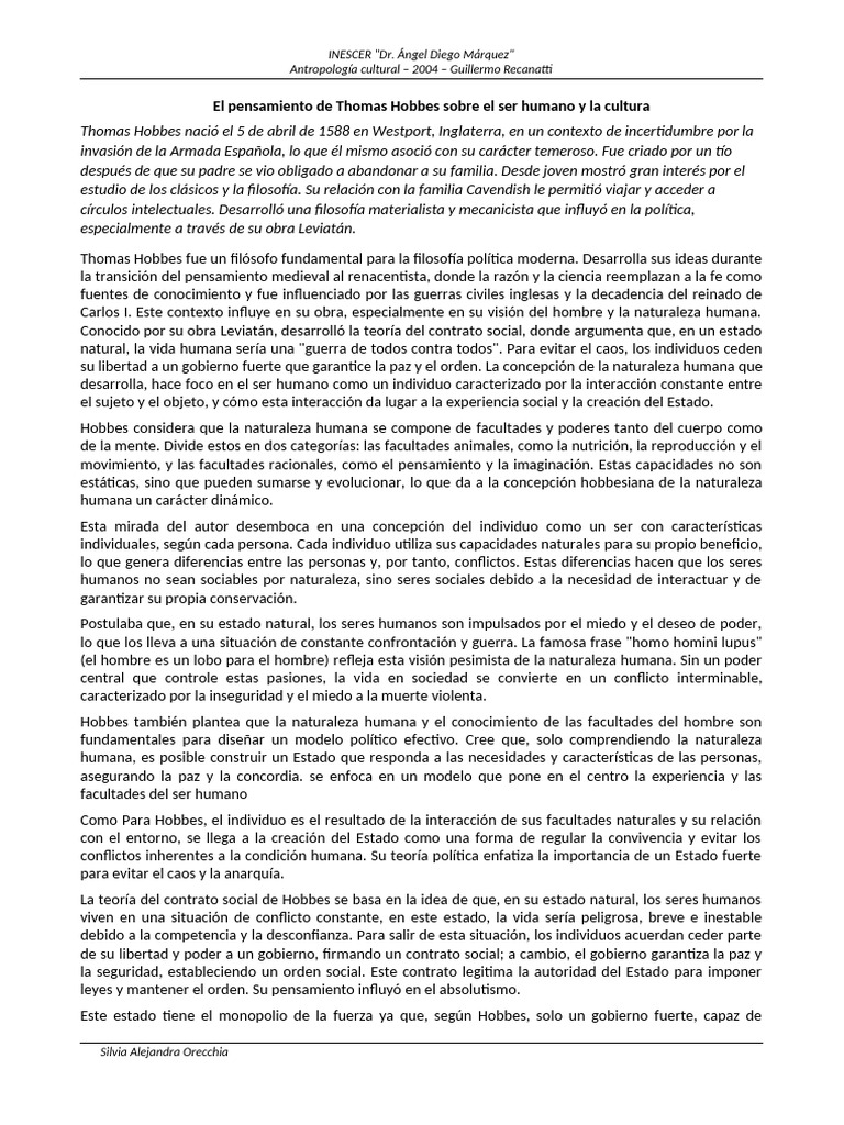 04 Hobbes | PDF | Thomas Hobbes | Contrato social
