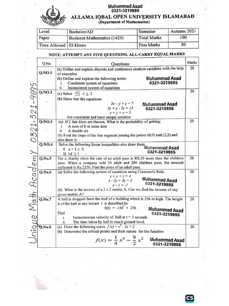 Autumn 2021-II Solved Past Papers 1429 | PDF