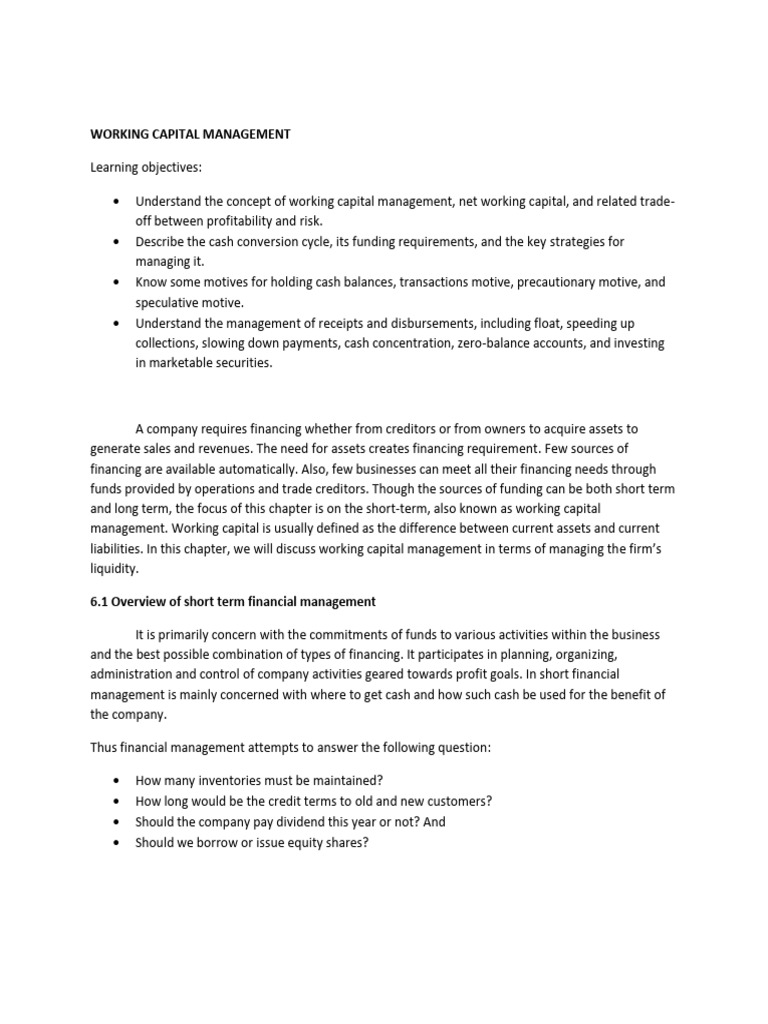 Working Capital Management Essentials | PDF | Working Capital | Investing