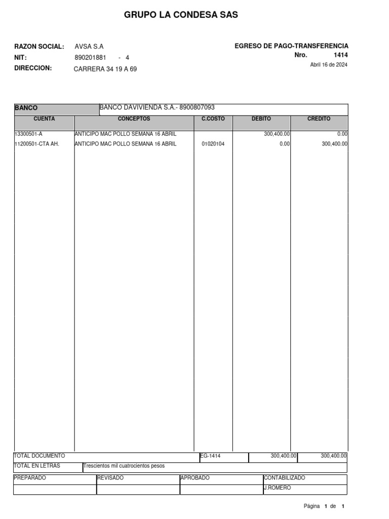 AVSA S.A EGRESO | PDF