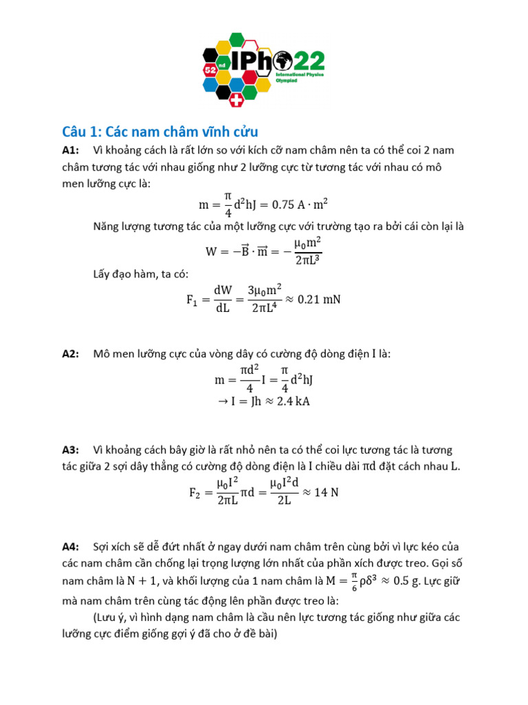 IPhO 2022 Dap An | PDF