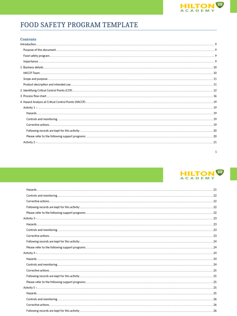 Food Safety Program Template Guide | PDF | Food Safety | Hazards