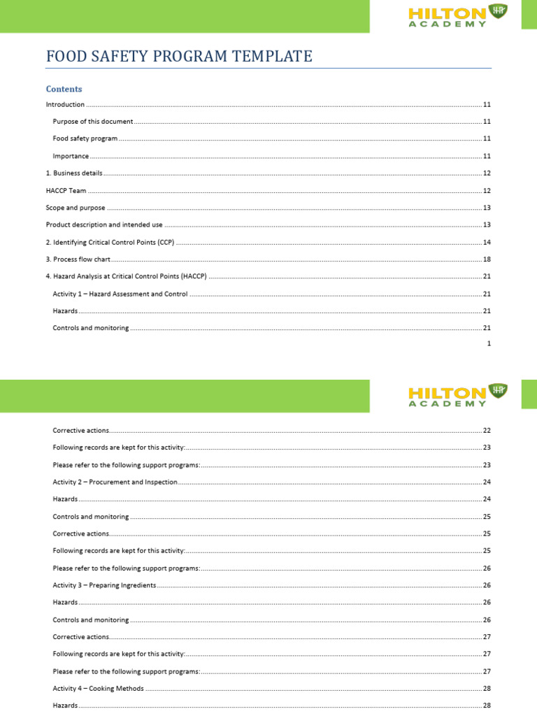 SITXFSA008 - Food Safety Program Template .v1.1 | PDF | Food Safety ...