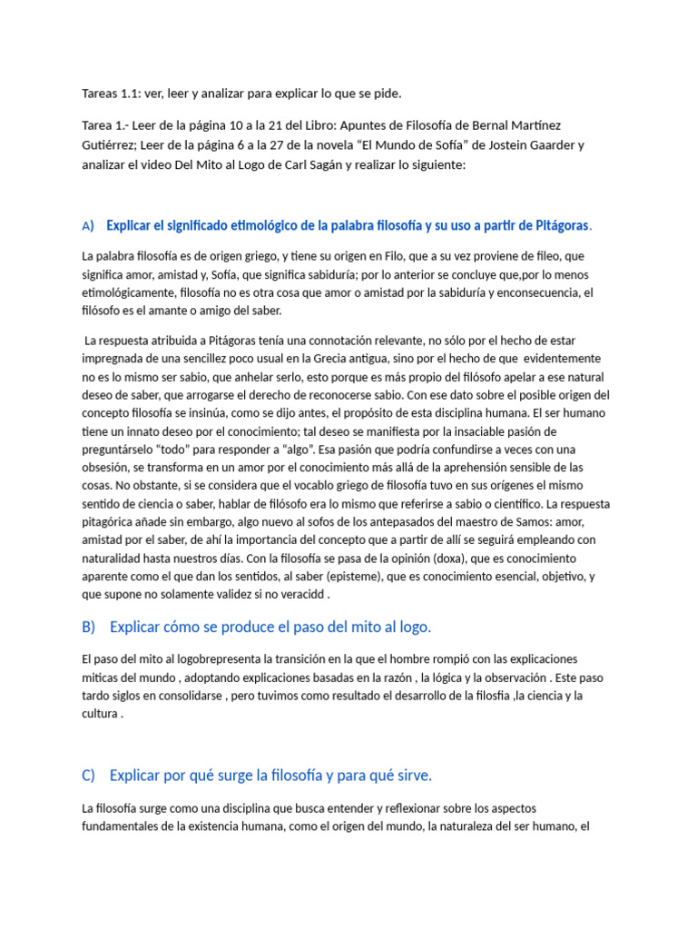 primera tarea de filosofia | PDF | Conocimiento | Pensamiento