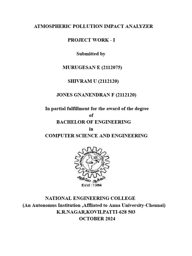 Project Report - Atmospheric Pollution Impact Analyzer | PDF | Machine ...