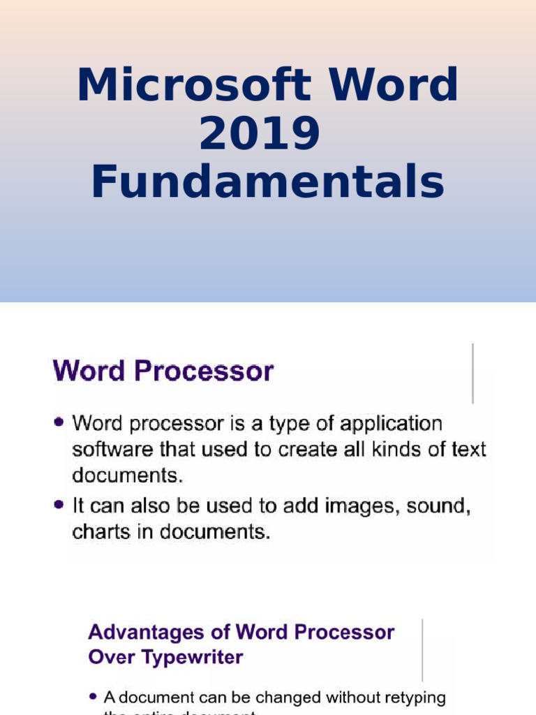 Word 2019 Fundamentals Guide | PDF