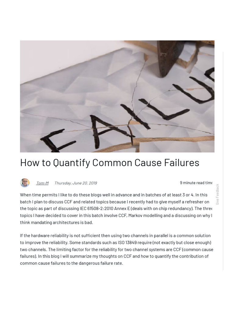Quantifying Common Cause Failures | PDF | Reliability Engineering ...