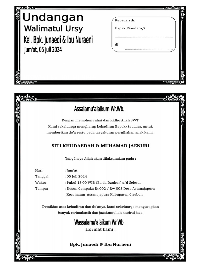 Undangan Walimatul Ursy | PDF