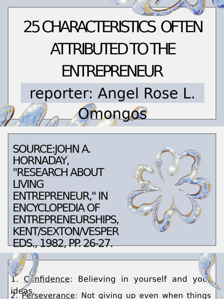 25 Characteristics Entrep Report | PDF | Self-Improvement