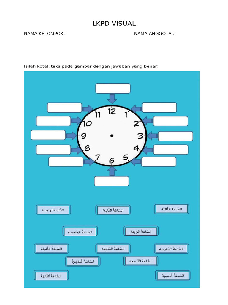 LKPD B. Arab - Materi Jam | PDF | Kajian Bahasa Asing