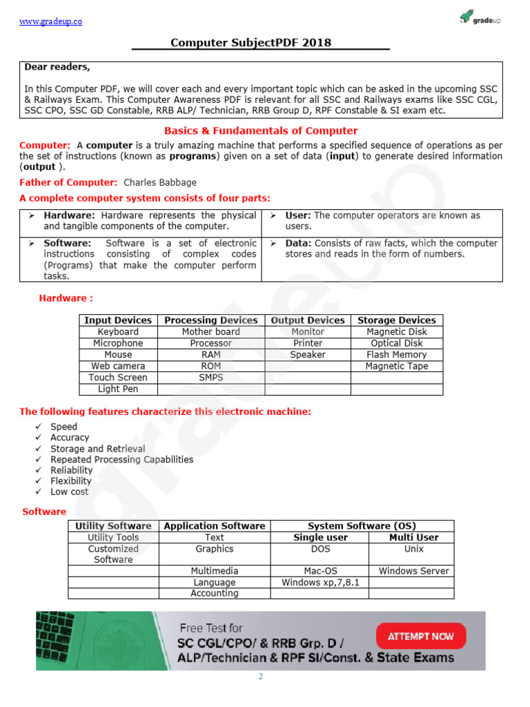 Gradeup Computer English-Watermark - pdf-14 | PDF | Computer Data ...