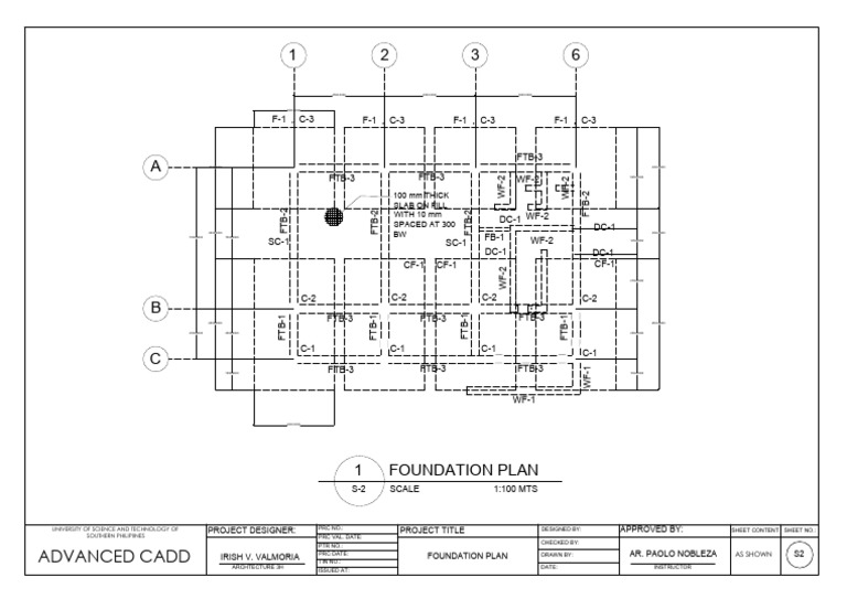 Foundation Plan for Advanced CADD Project | PDF