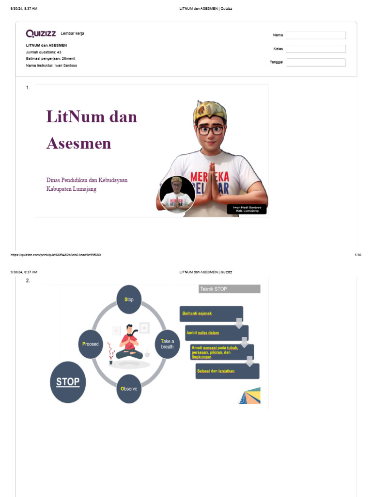 Litnum Dan Asesmen - Quizizz | PDF