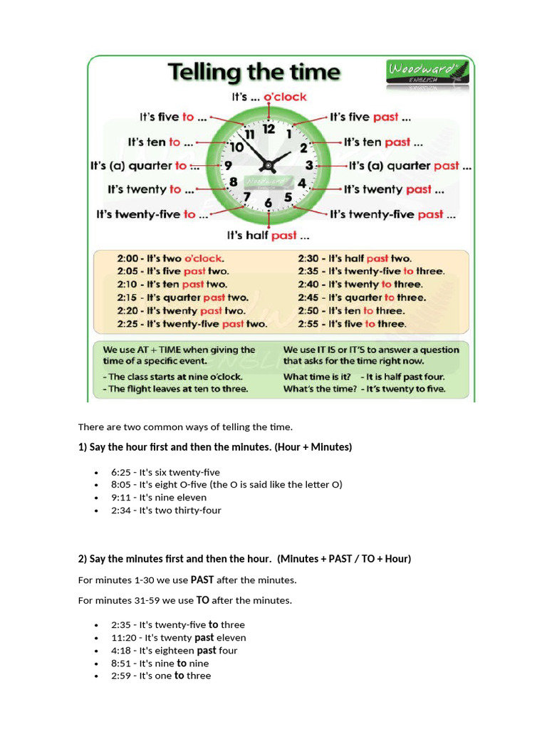 Ways of Telling The Time | PDF | Hour | Units Of Measurement