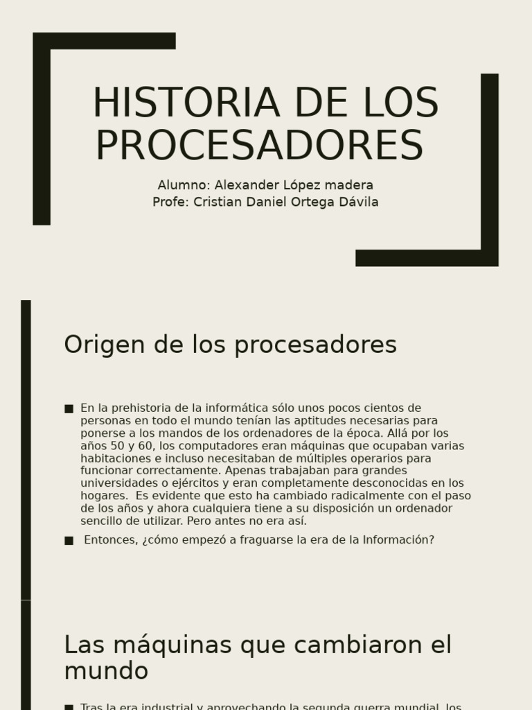Historia de los procesadores | PDF | Unidad Central de procesamiento | Arquitectura de Computadores