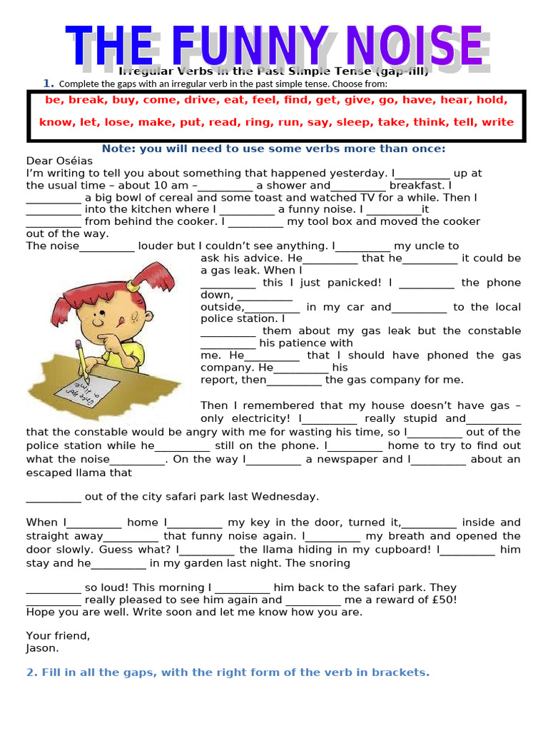 Past Irregular Verbs Story The Funny Noise | PDF | General Fiction