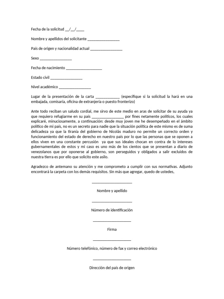 Carta de Asilo para Un Mayor de Edad | PDF | Crecimiento personal y profesional | Derecho