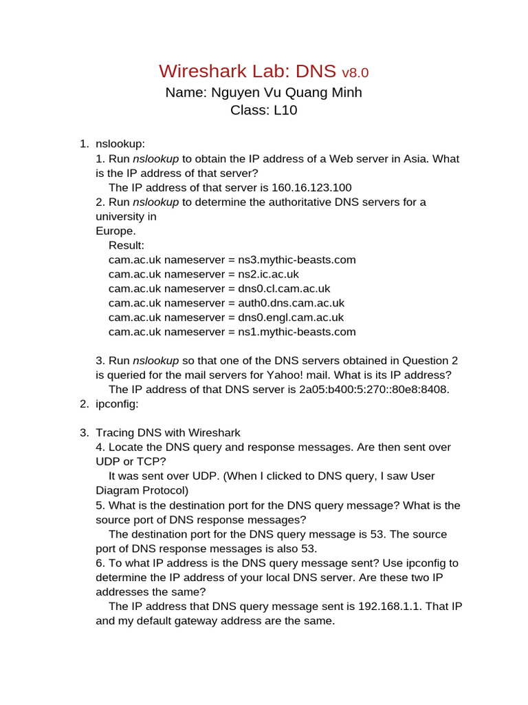 Lab 2b Networking Pdf Domain Name System Port Computer Networking