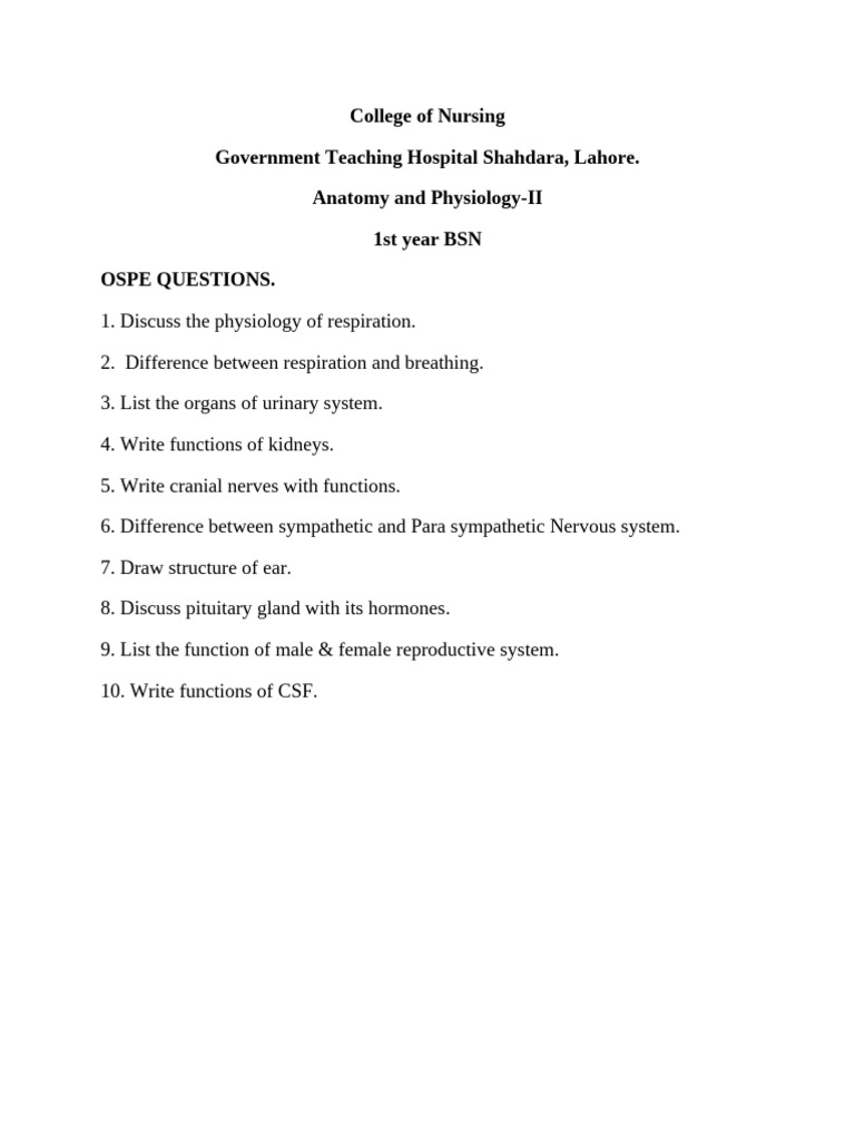 A&p-2 Ospe | PDF | Self-Improvement | Science & Mathematics