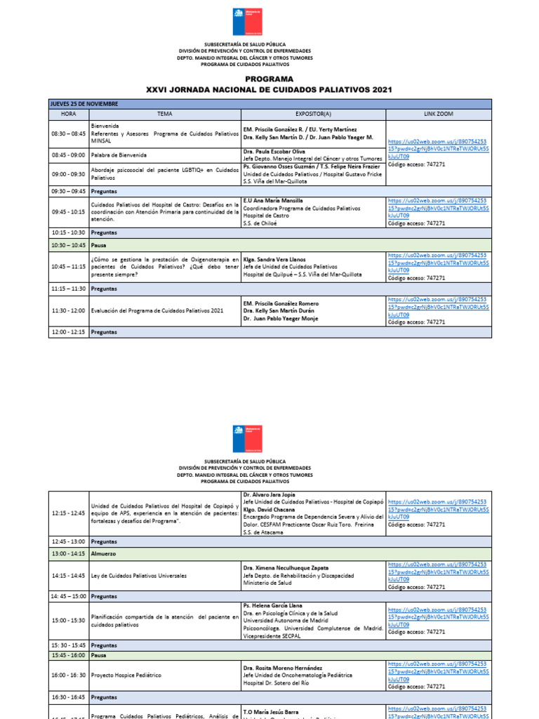 Programa Jornada CP 2021 | PDF | Hospital | Dolor