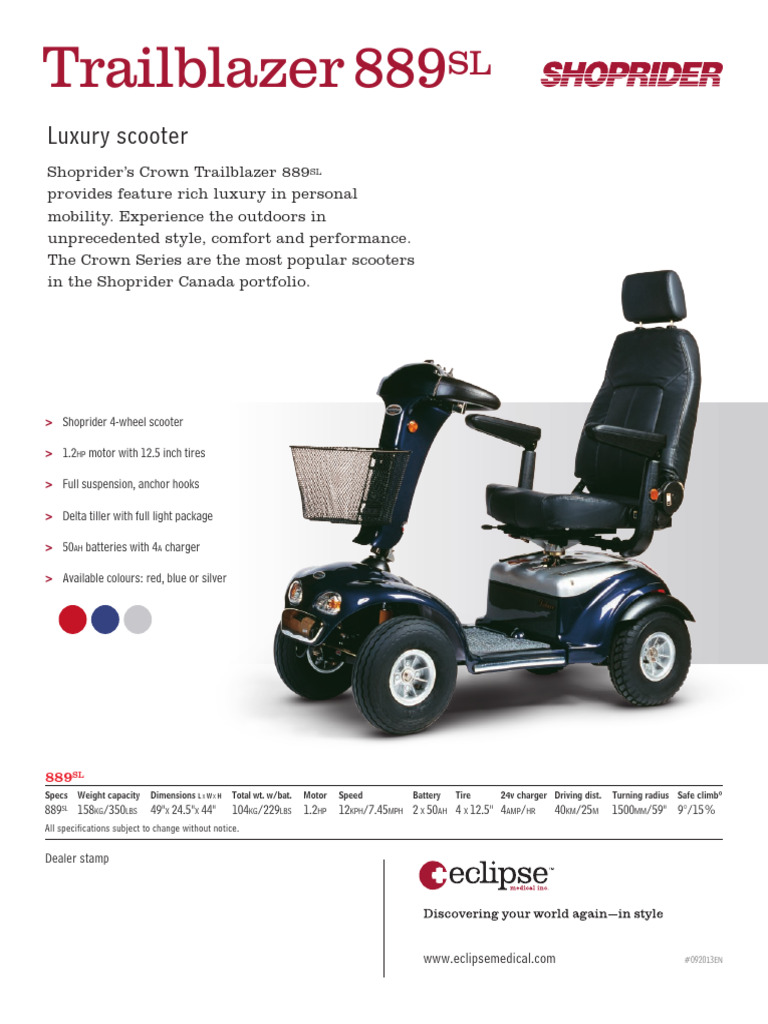 SHOPRIDER 889SL TrailBlazer Scooter English | PDF