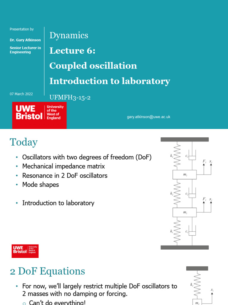 L06 2DoFAndLabIntro | PDF | Oscillation | Normal Mode