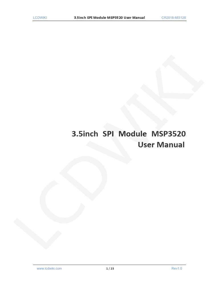 3.5" SPI LCD Module MSP3520 Guide | PDF | Library (Computing) | Display ...