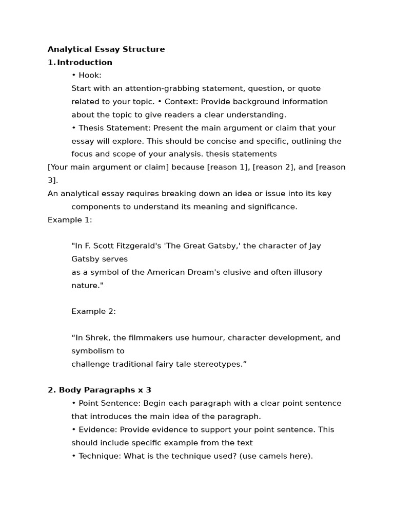 Analytical Essay Structure | PDF | Essays | Argument