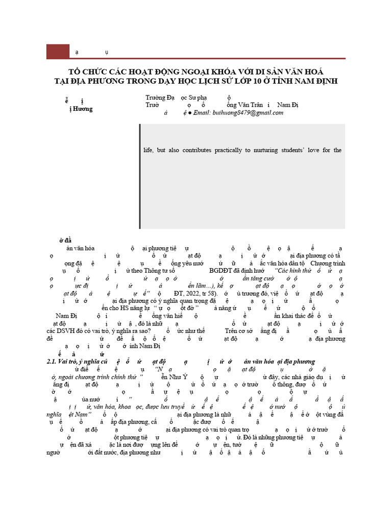 T CHC CC Hot NG Ngoi Kha Vi Di SN VN Ho Ti A PHNG Trong Dy HC LCH S LP 10 TNH Nam NH | PDF