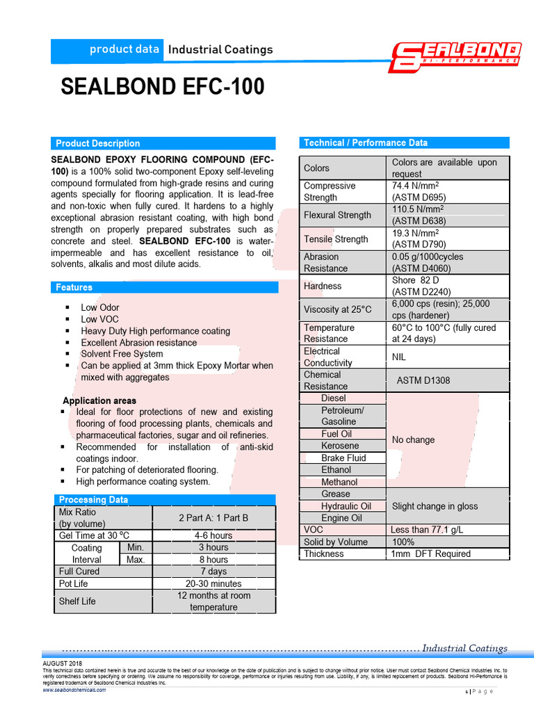 Sealbond EFC100 EPOXY FLOORING SELF-LEVELING | PDF | Epoxy | Concrete