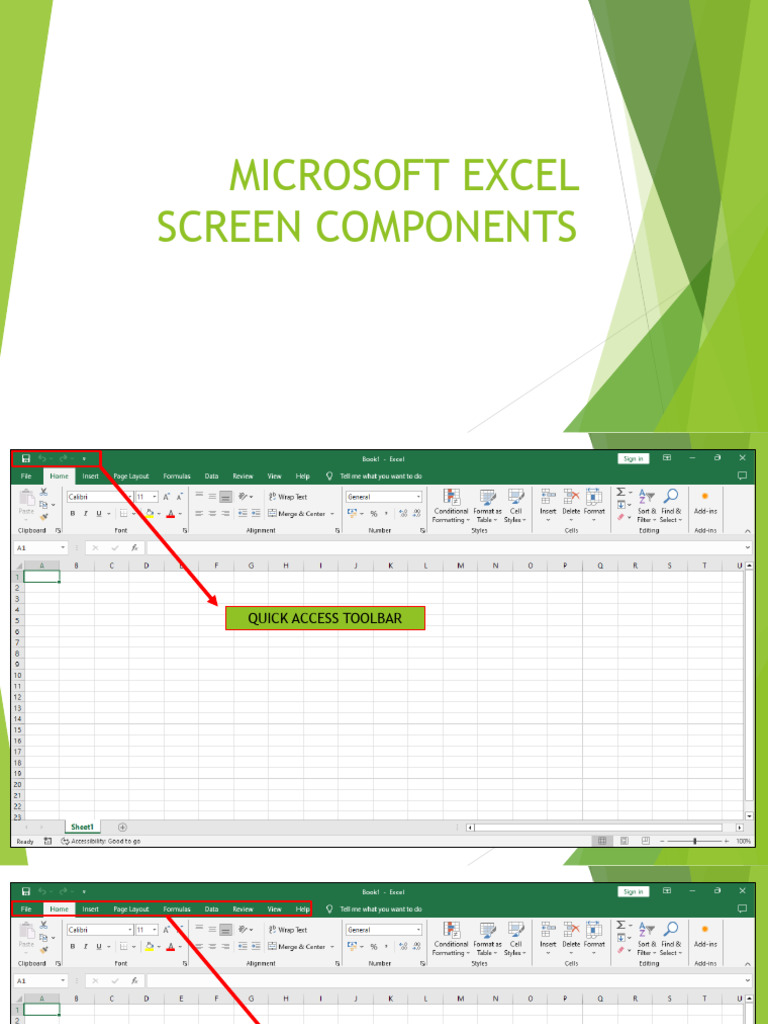 Microsoft Excel Screen Components | PDF
