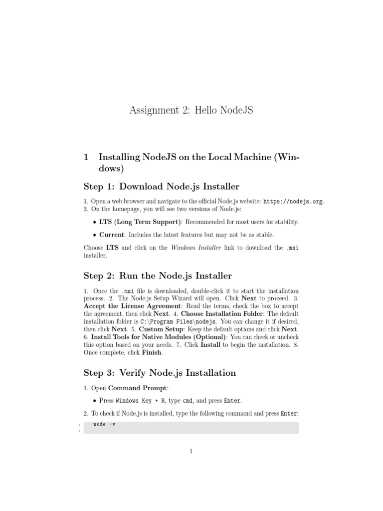 Installing NodeJS and Running Your First Web App | PDF | Installation (Computer Programs ...