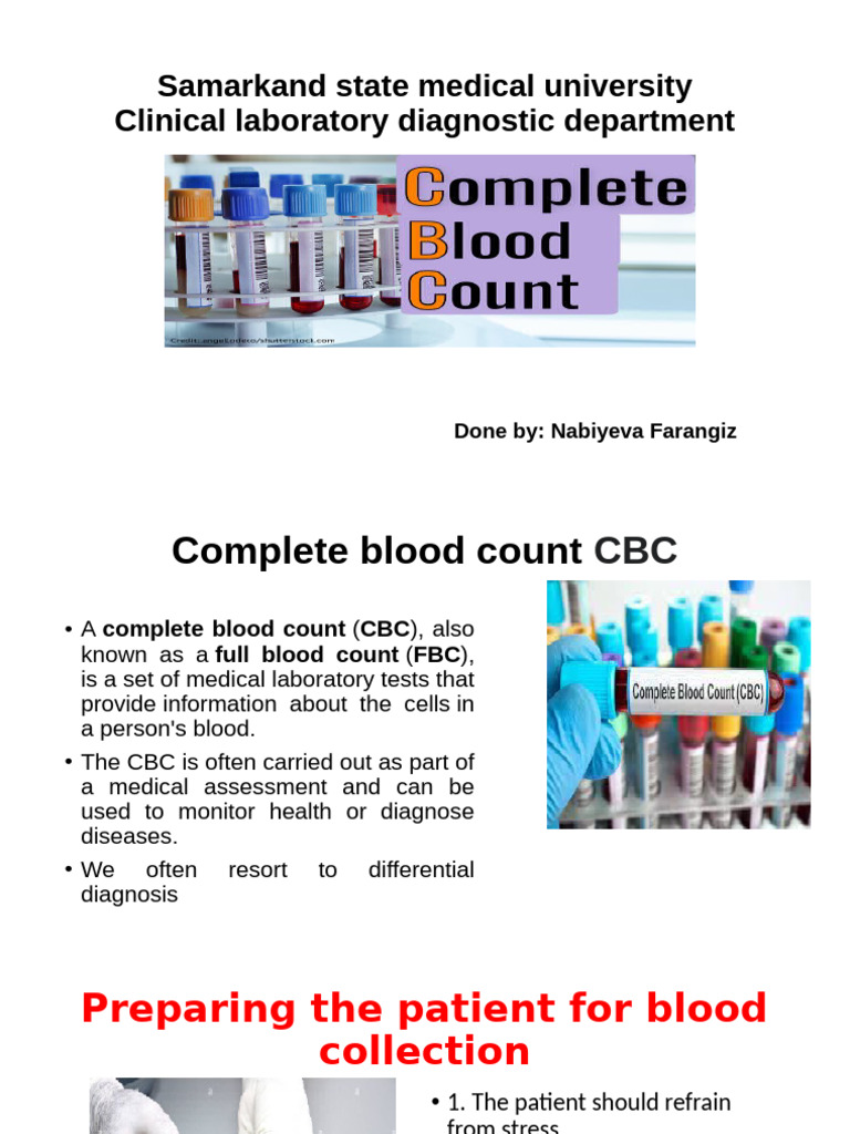 CBC Topic 1 | PDF | White Blood Cell | Medical Specialties